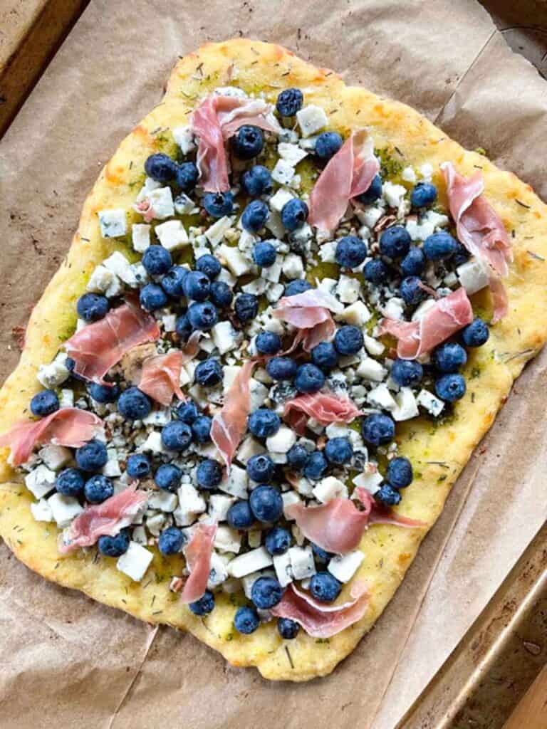 Savory Blueberry Pizza with Prosciutto and Gorgonzola - Rad Foodie