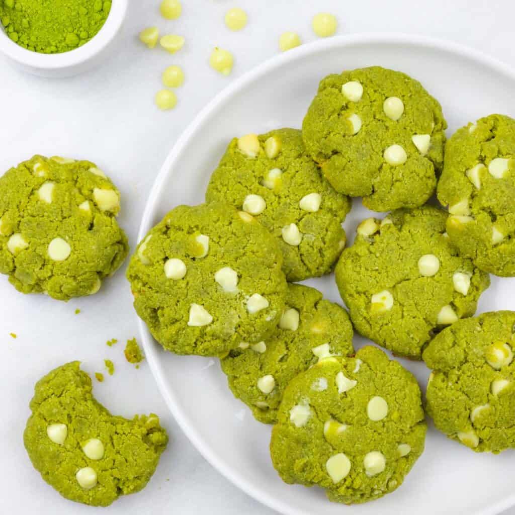 Matcha White Chocolate Cookies with Almond Flour - Rad Foodie