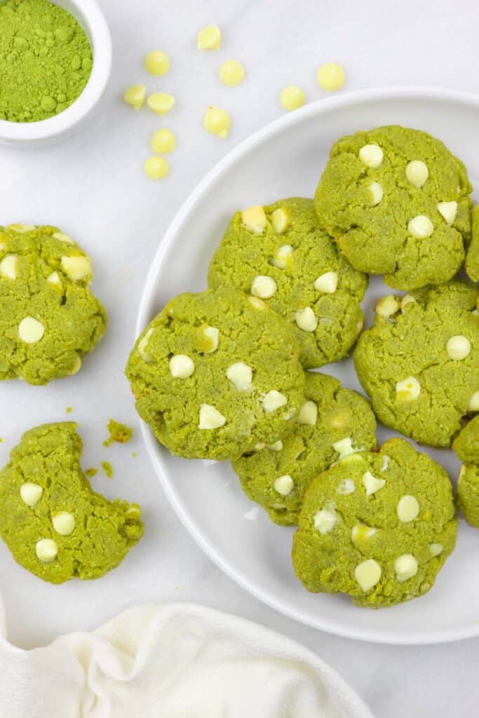 Matcha White Chocolate Cookies with Almond Flour