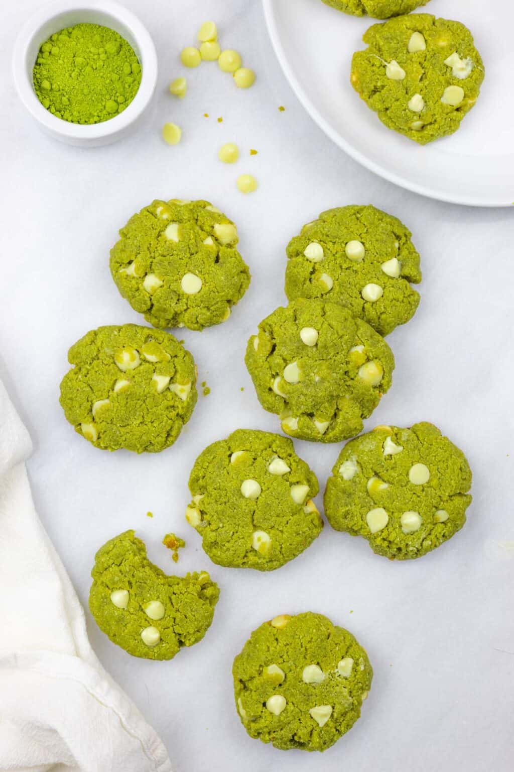 Matcha White Chocolate Cookies with Almond Flour - Rad Foodie